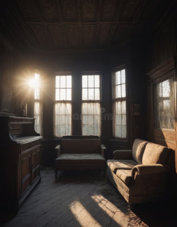 Interior of a Room in an Old House Stock Illustration - Illustration of ...