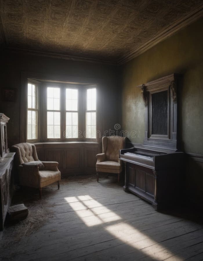 Interior of a Room in an Old House Stock Illustration - Illustration of ...