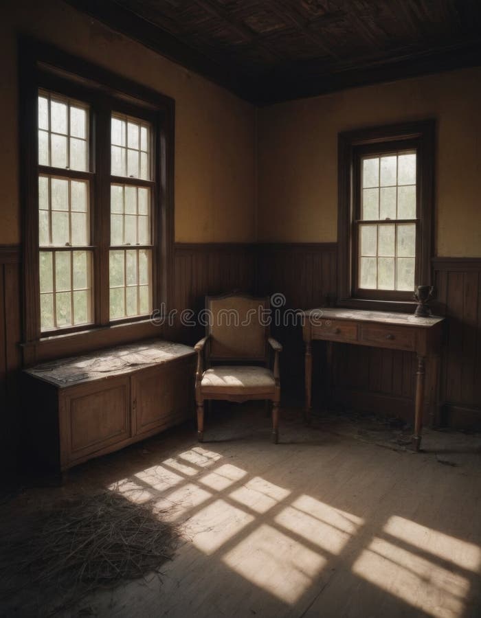 Interior of a Room in an Old House Stock Illustration - Illustration of ...
