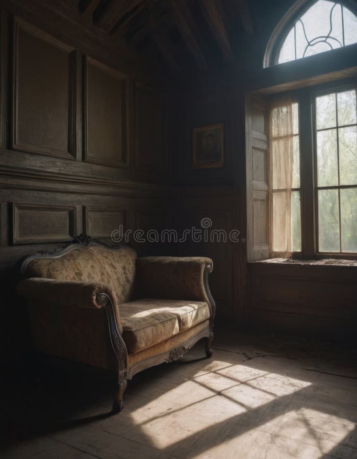 Interior of a Room in an Old House Stock Illustration - Illustration of ...