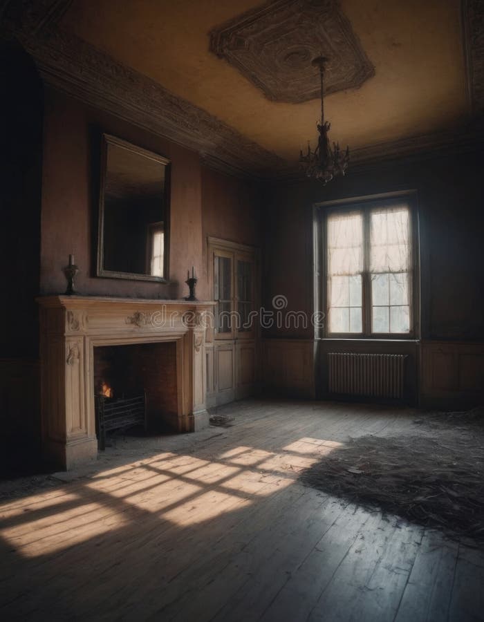 Interior of a Room in an Old House Stock Illustration - Illustration of ...