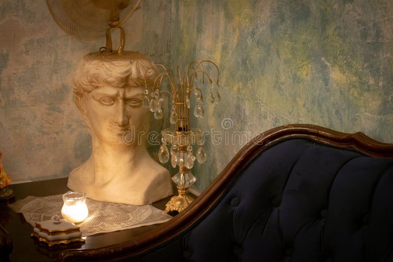 Interior of Room with Statue Head Stock Photo - Image of architecture ...