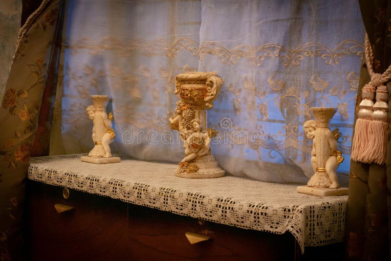 Interior of Room with Statues on Shelf Stock Image - Image of modern ...