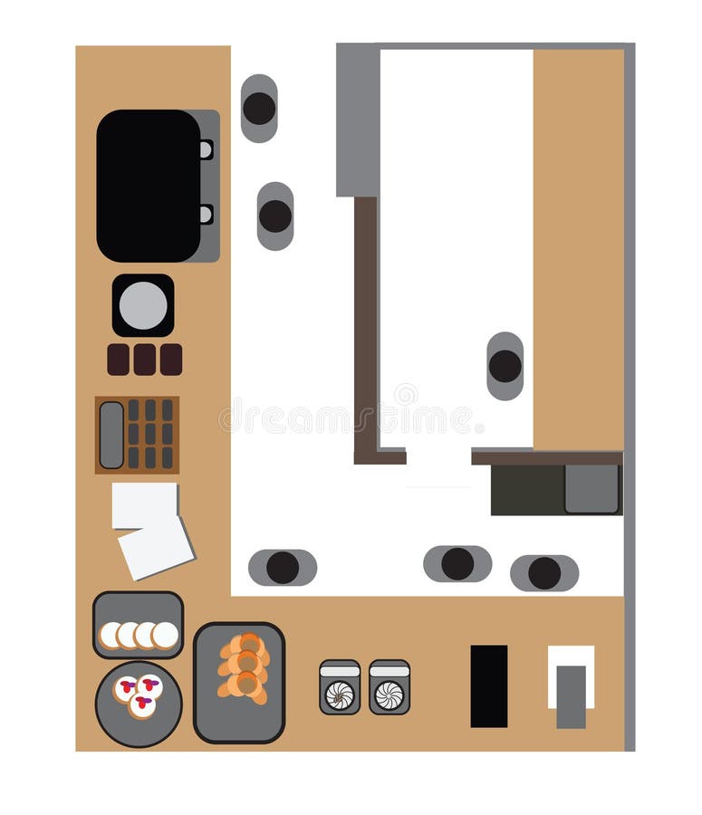 Interior Room Top Plan Coffee Shop and Graphic Coffee Counter Bar ...
