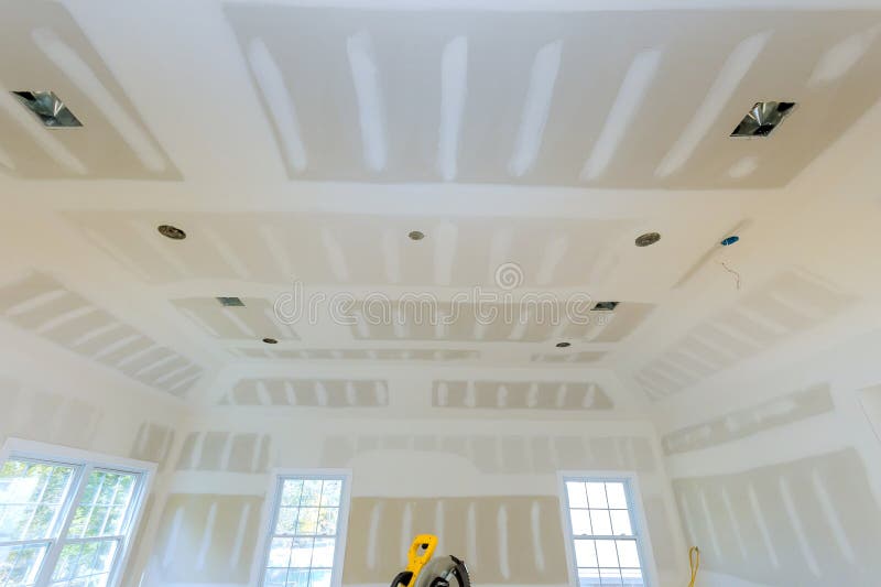 This is an Interior Room Under Renovation, with Drywall Partially ...