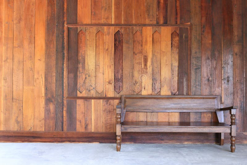 Interior Room with Wood Wall Stock Photo - Image of bench, material ...