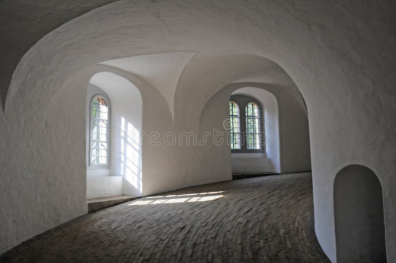 Interior of Round Tower in Copenhagen, Denmark Stock Image - Image of ...