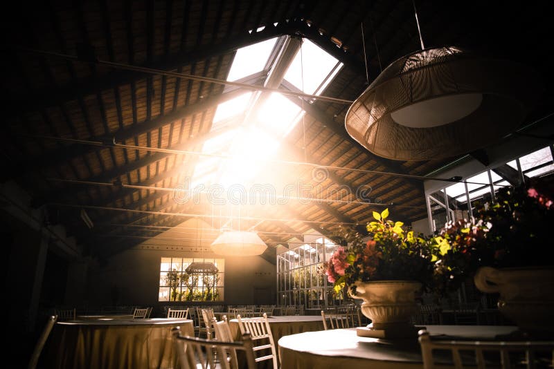 Interior of a Rural Restaurant for Events Elegantly Decorated at Sunset ...