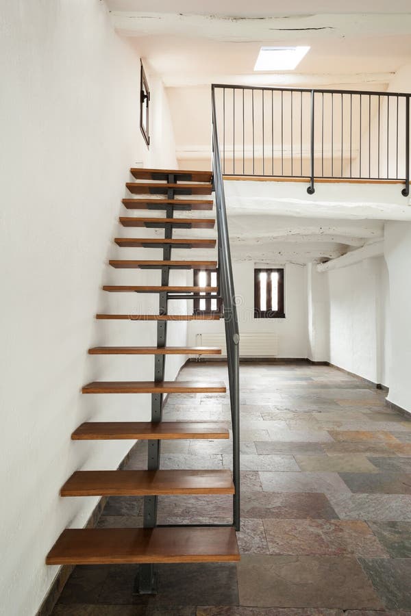 Interior Rustic House, Stairs Stock Photo - Image of perspective, open ...