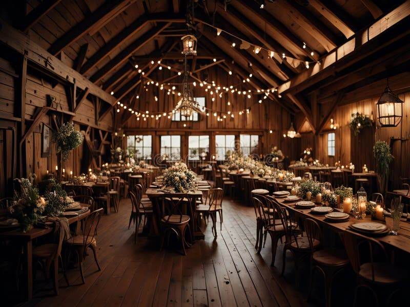 Interior of a Rustic Restaurant with Tables, Chairs and Candles ...