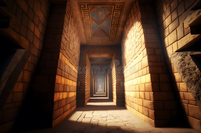 Interior of Sacred Tombs in Pyramids from Giza, Egypt. Neural Network ...