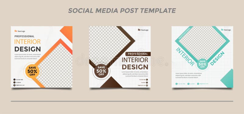 Interior Design Sale Template for Social Media Post. Stock Vector ...