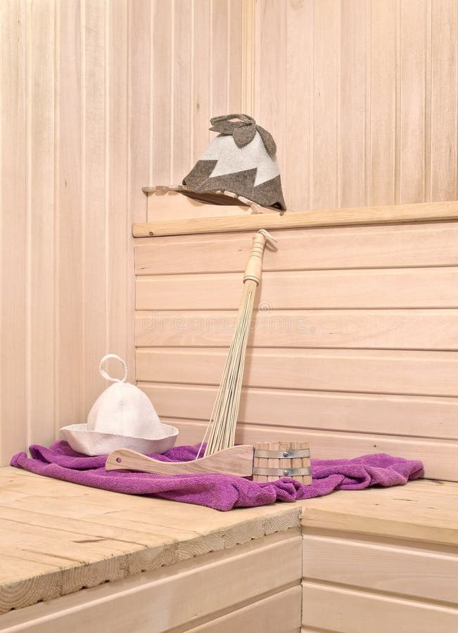 Sauna Accessories in the Interior Stock Image - Image of terry ...