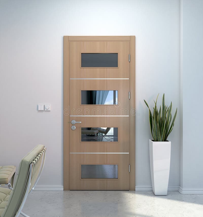 Interior scene with door stock illustration. Illustration of main ...