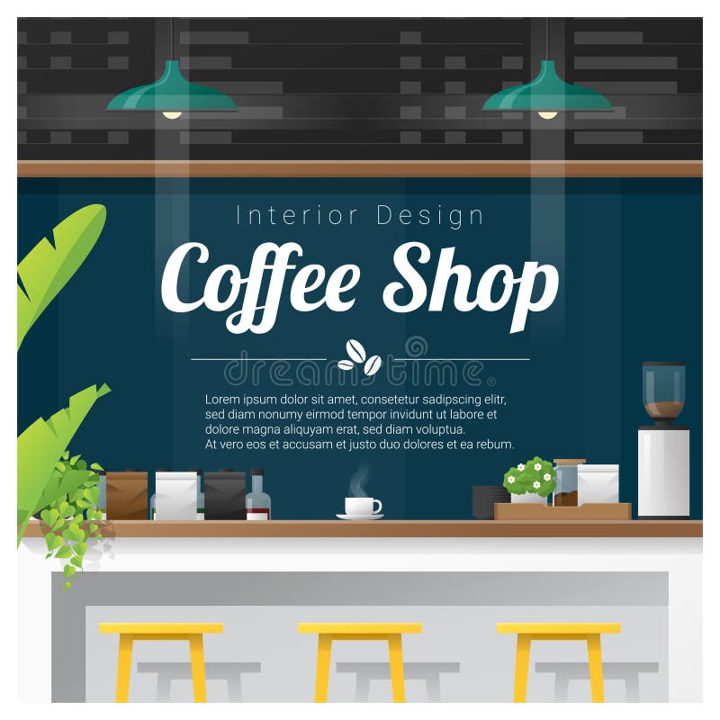Interior Scene of Modern Coffee Shop Counter Bar Stock Vector ...