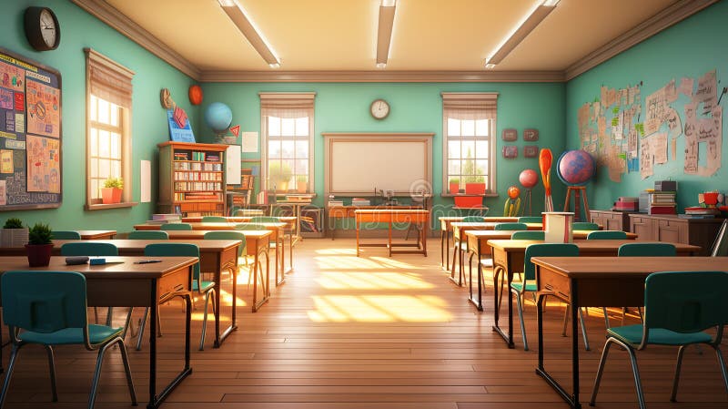 Interior a School Classroom with No Children in it. Background Stock ...