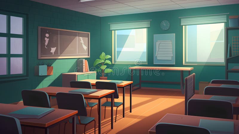 Interior of a School Classroom. Vector Illustration in Cartoon Style ...