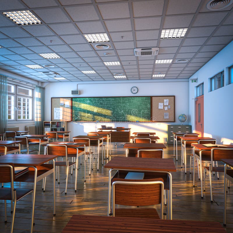Interior of a School Classroom Stock Illustration - Illustration of ...