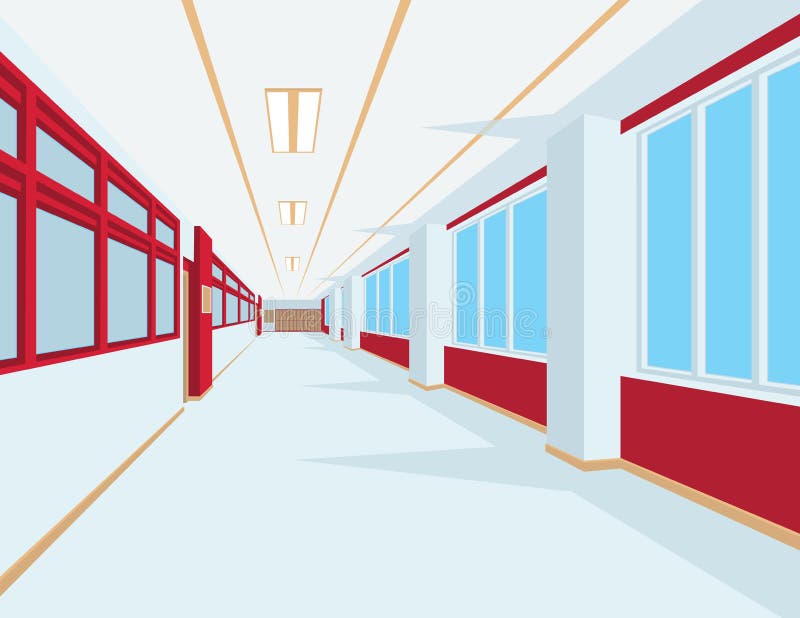 Interior of School Hall in Flat Style. Vector Illustration of ...