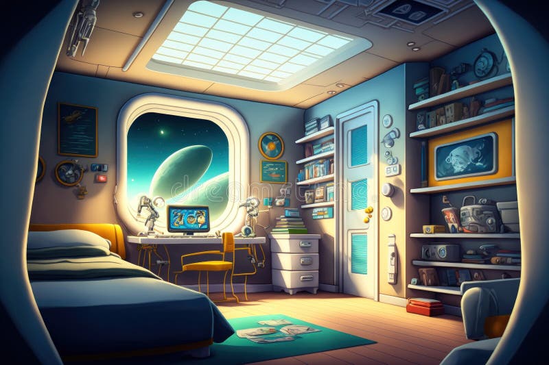 Interior of a Science Fiction Bedroom. the Future Stock Illustration ...