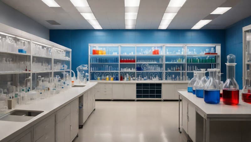 Interior of scientific lab stock illustration. Illustration of library ...