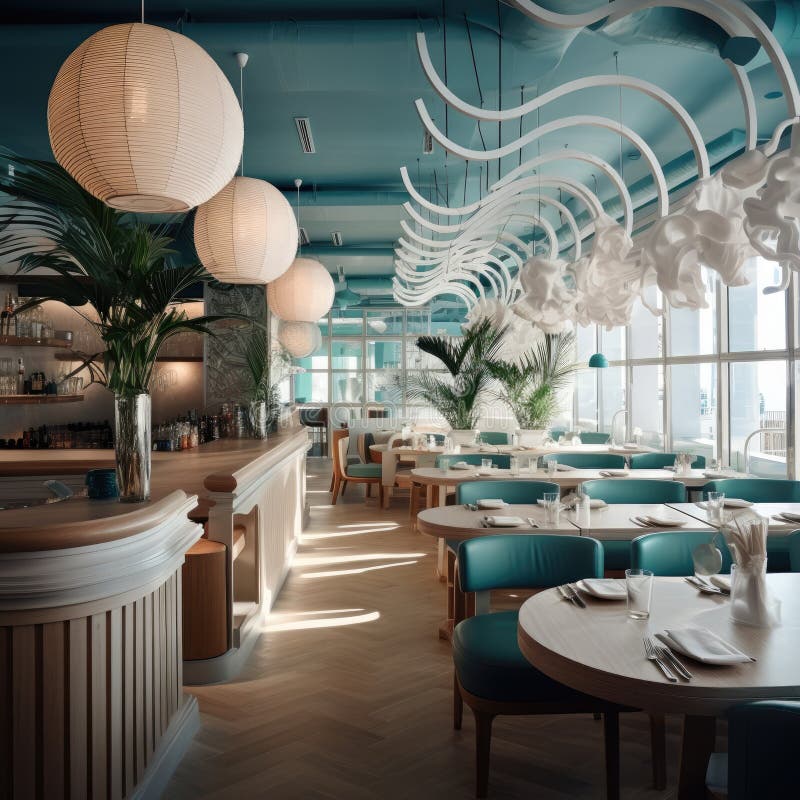 The Interior of the Seafood Restaurant Stock Illustration ...