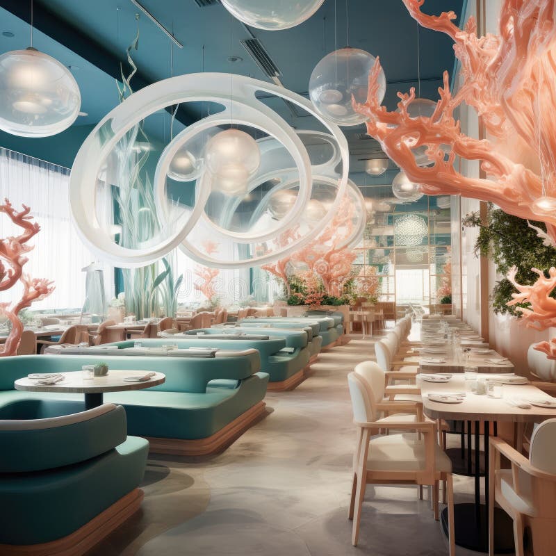 The Interior of the Seafood Restaurant Stock Illustration ...