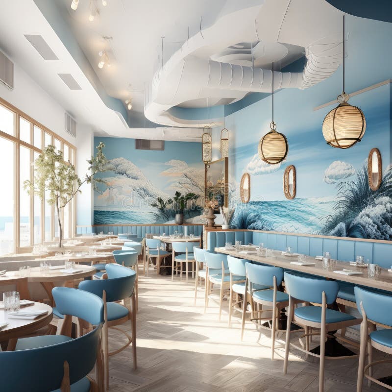 The Interior of the Seafood Restaurant Stock Illustration ...