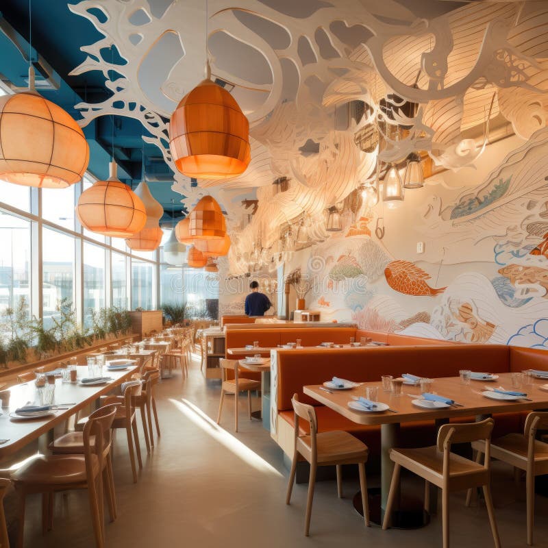 The Interior of the Seafood Restaurant Stock Illustration ...