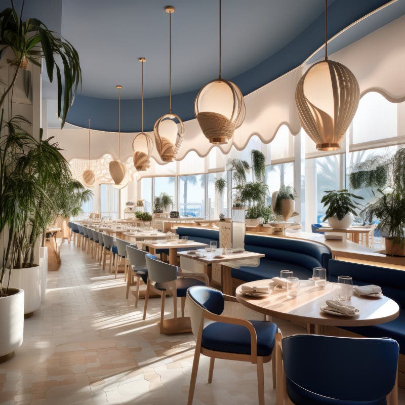 The Interior of the Seafood Restaurant Stock Illustration ...