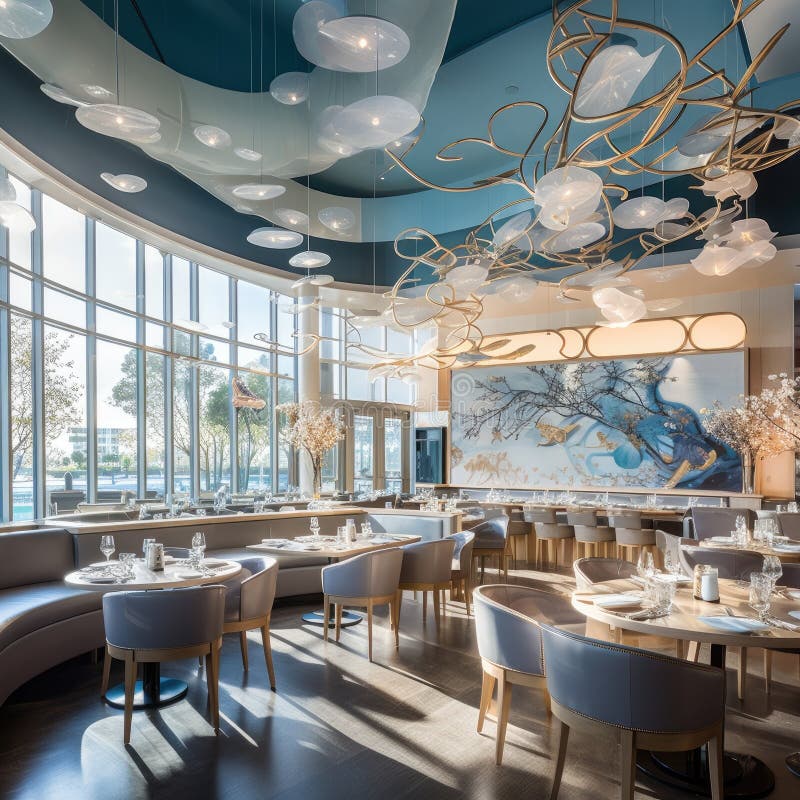 The Interior of the Seafood Restaurant Stock Illustration ...