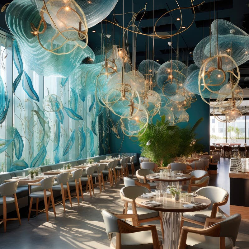 The Interior of the Seafood Restaurant Stock Illustration ...