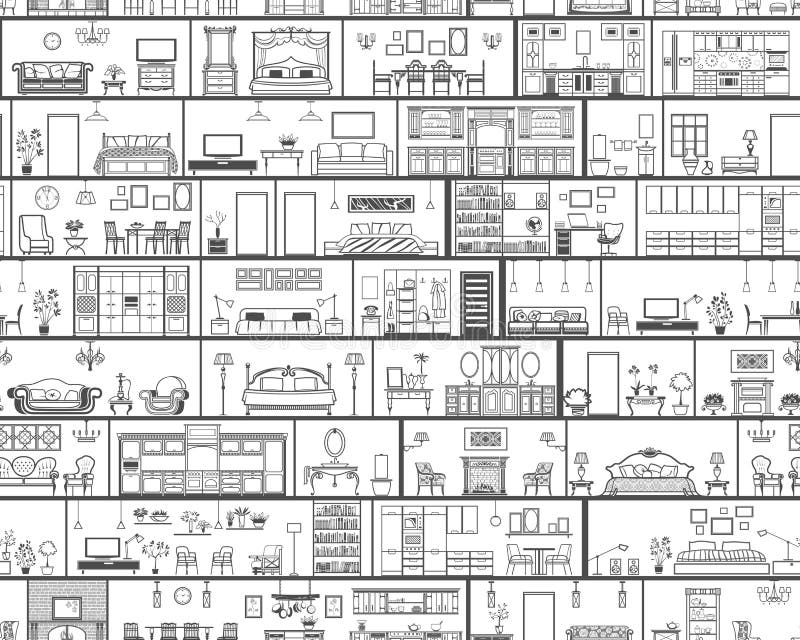 Interior seamless pattern stock vector. Illustration of estate - 100896002