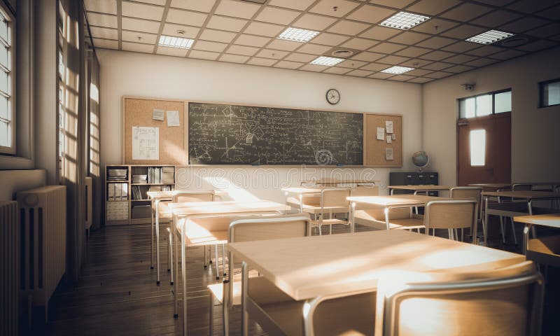 Interior of a Secondary School Class, Light from Windows Stock ...