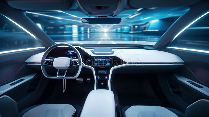 Interior of a Self-driving Car Controlled by an Artificial Intelligence ...