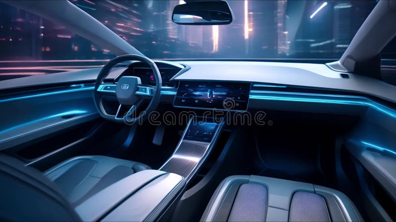 Interior of a Self-driving Car Controlled by an Artificial Intelligence ...