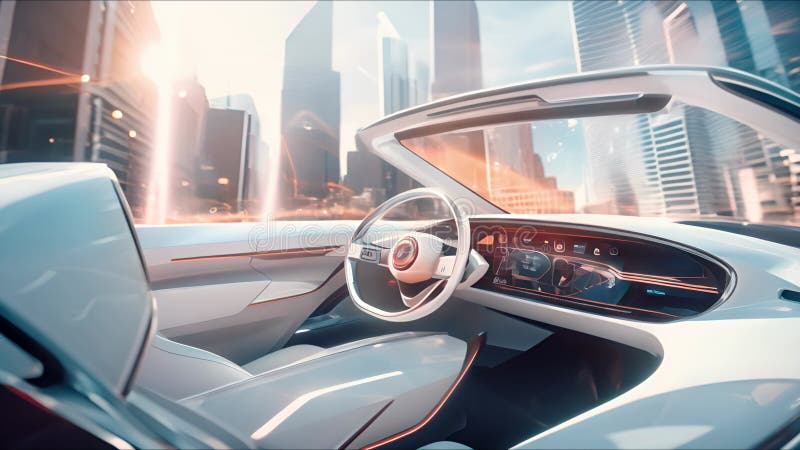 Interior of a Self-driving Car Controlled by an Artificial Intelligence ...