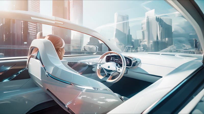 Interior of a Self-driving Car Controlled by an Artificial Intelligence ...