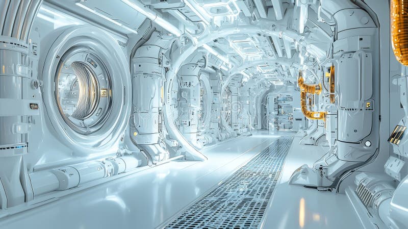 An Interior of a Semiconductor Manufacturing Factory Featuring a White ...