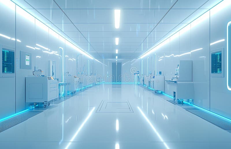 Interior of a Semiconductor Manufacturing Factory Featuring a ...
