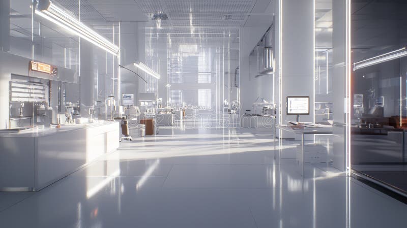 Interior of a Semiconductor Manufacturing Factory Featuring a ...