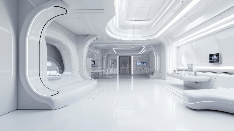 Interior of a Semiconductor Manufacturing Factory with a White ...