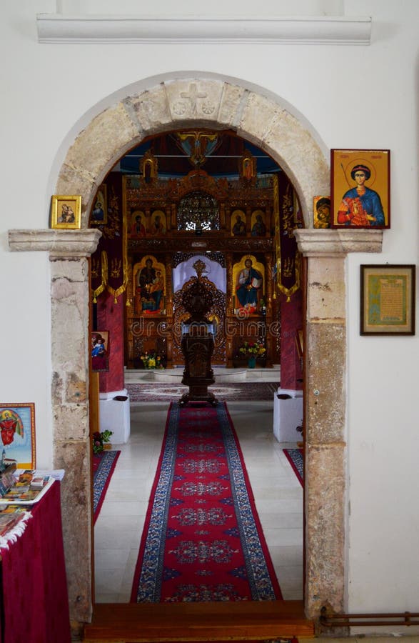 Interior of the Serbian Orthodox Monastery Stock Photo - Image of wall ...