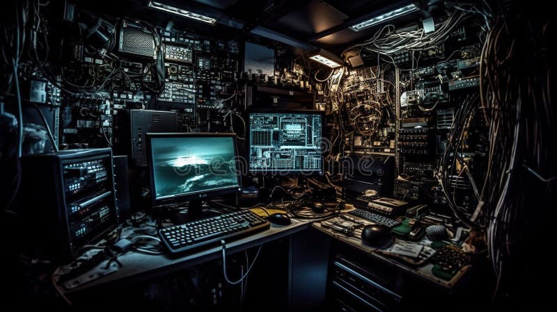 Interior of a Server Room with Computers and Electronic Devices. Stock ...