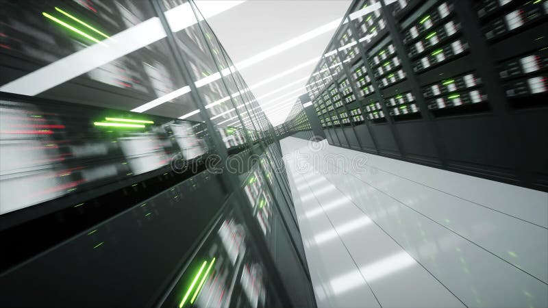Interior of Server Room in Datacenter. 3d Rendering. Stock Illustration ...