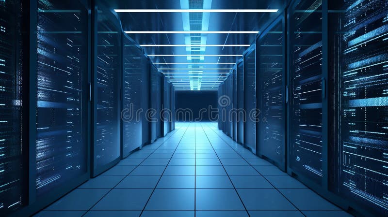 Interior of a Server Room, Where Server Towers are Visible on the Left ...