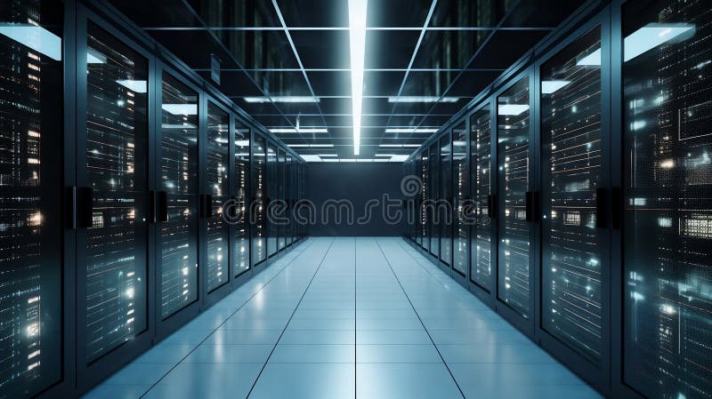 Interior of a Server Room, Where Server Towers are Visible on the Left ...