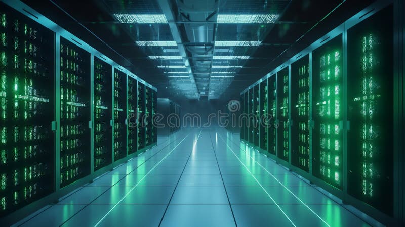 Interior of a Server Room, Where Server Towers are Visible on the Left ...