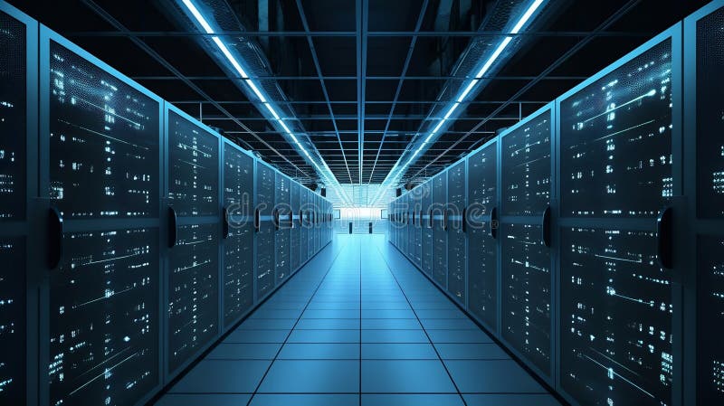 Interior of a Server Room, Where Server Towers are Visible on the Left ...