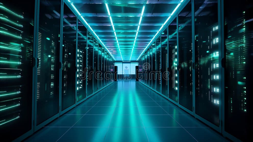 Interior of a Server Room, Where Server Towers are Visible on the Left ...